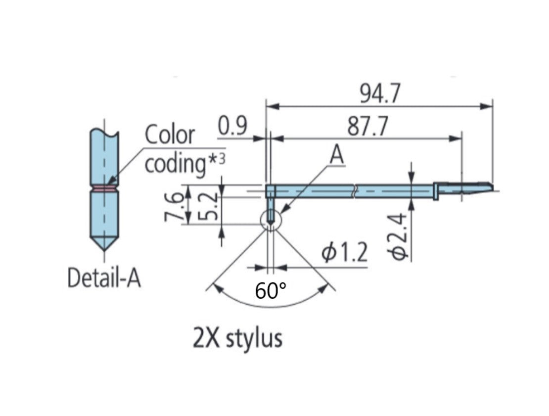 12AAC740 Mitutoyo SJ-400 Series Deep Hole 2X Stylus (2um Tip Radius ...