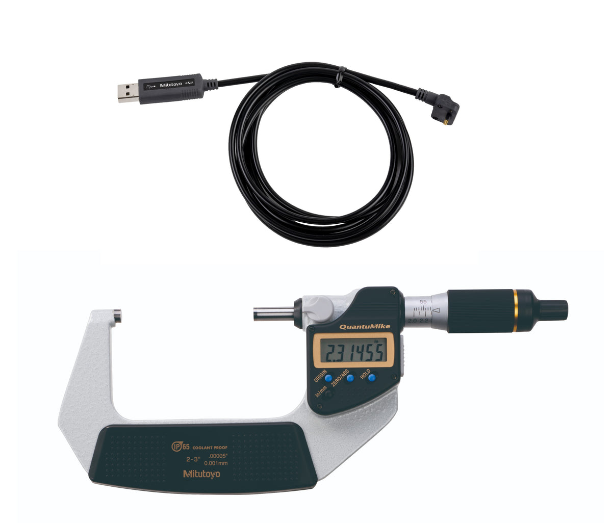 293-182-30-USB Mitutoyo QuantuMike Micrometer to USB Direct Package, 2 ...