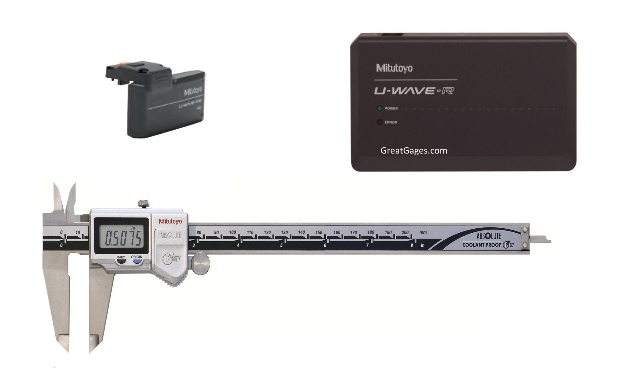 500-762-20-UW-FIT Mitutoyo Coolant Proof Caliper 6" to PC Wireless Pac ...