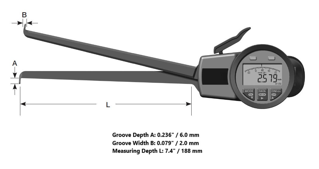 652-105 Digital Internal Caliper Gage 1.18" - 2.36" – GreatGages