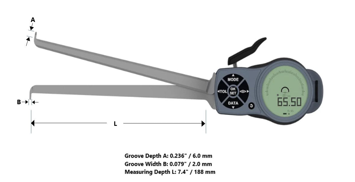 652-105 Digital Internal Caliper Gage 0.59" - 2.55" – GreatGages