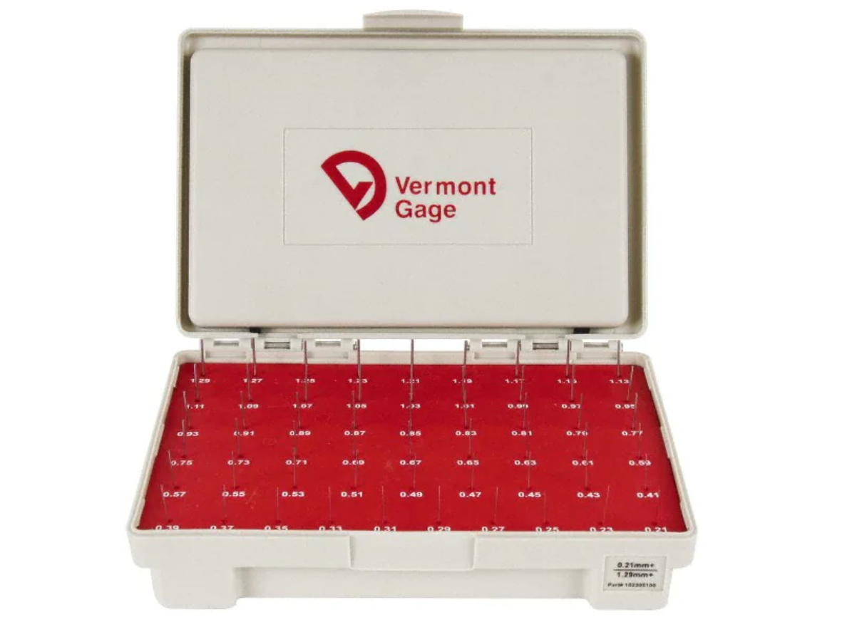Vermont Steel Metric Gage Pin Set 0.21mm - 1.29mm – GreatGages