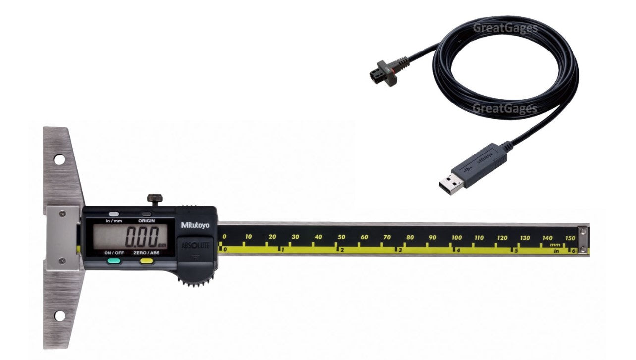 571-211-30-USB Mitutoyo Depth Gage 6" USB Direct Package – GreatGages